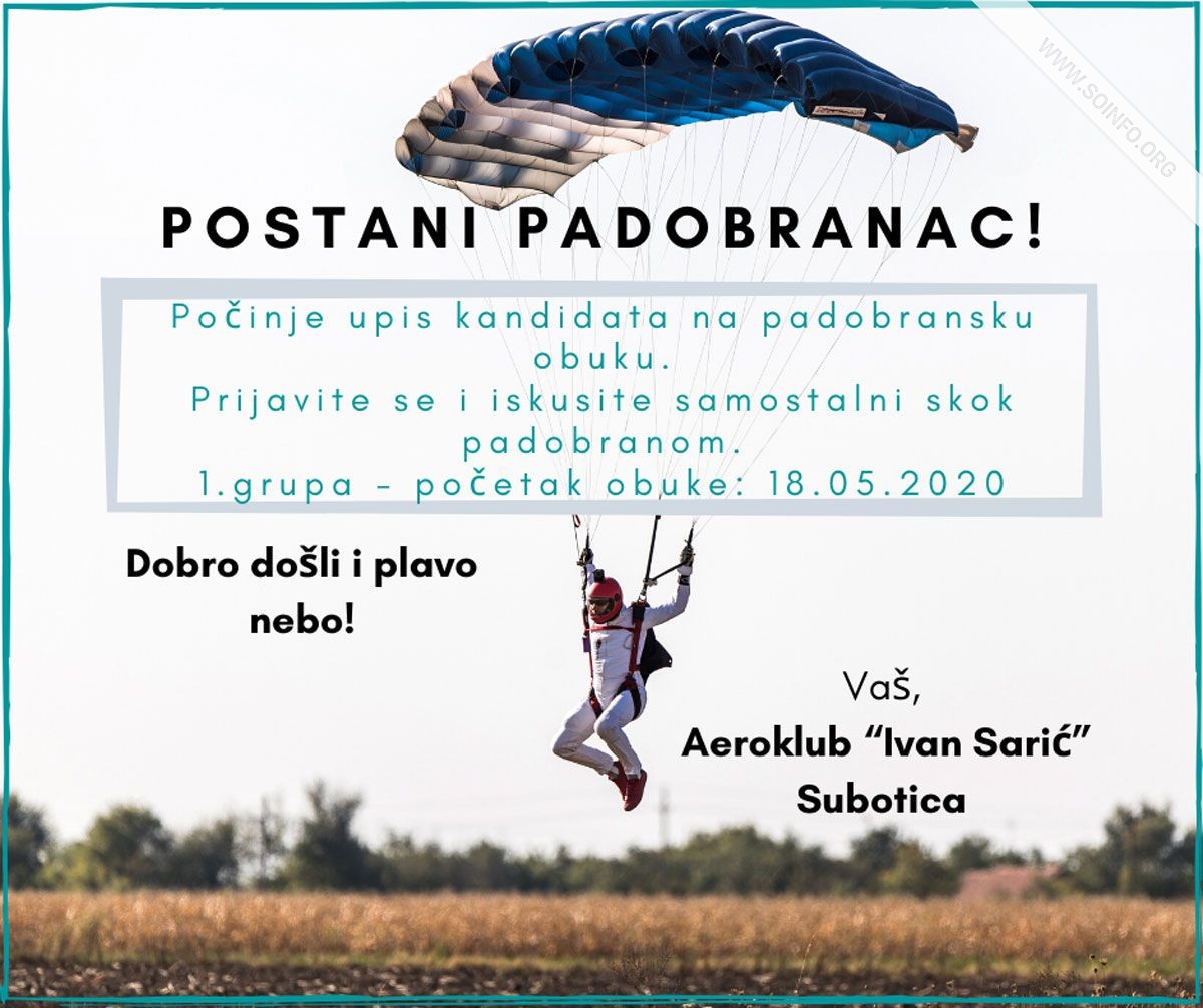 Počinje obuka za padobrance - Vesti iz Sombora - SOinfo.org - Sombor 24/7