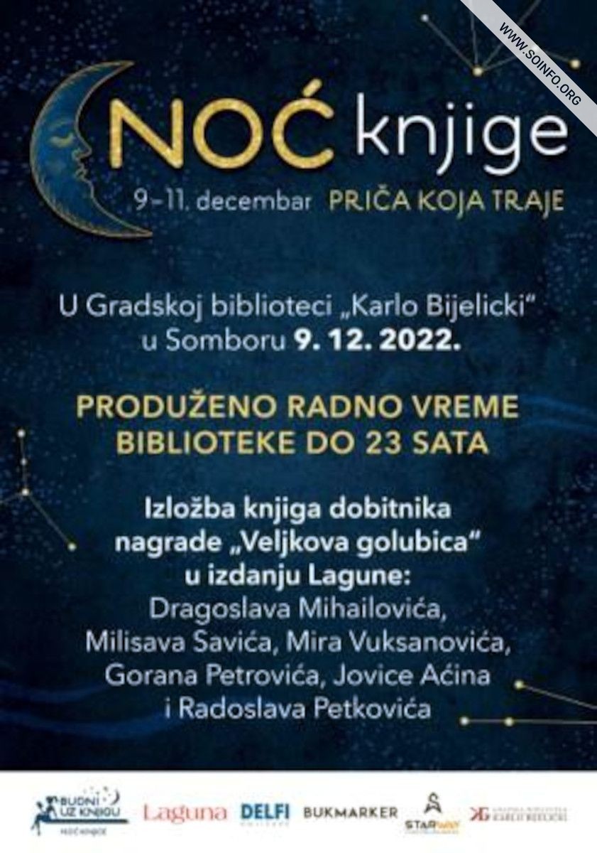 Noć knjige od petka do nedelje - Vesti iz Sombora - SOinfo.org - Sombor 24/7